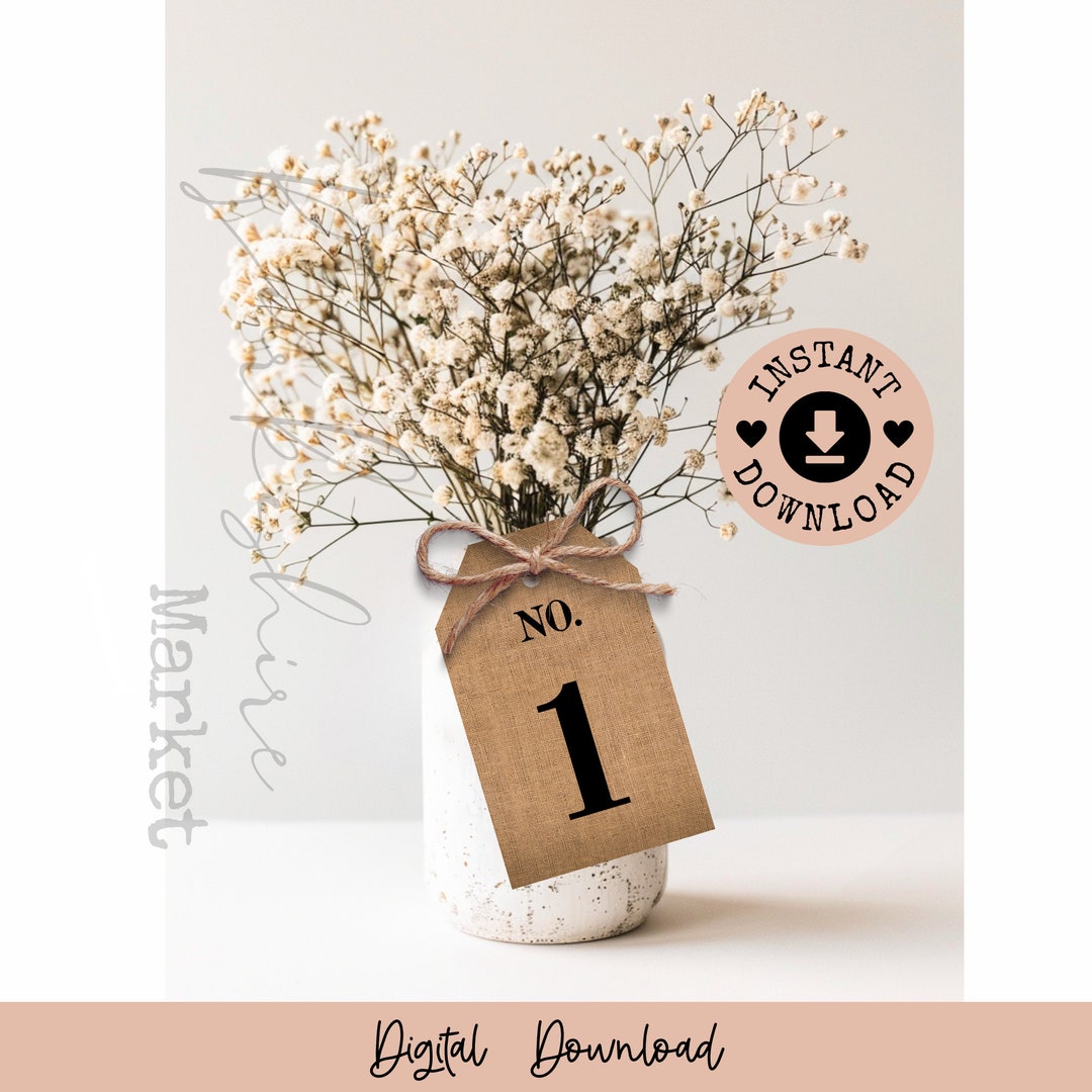 Wedding Burlap Table Numbers Decorations / Seating Chart Tags ...