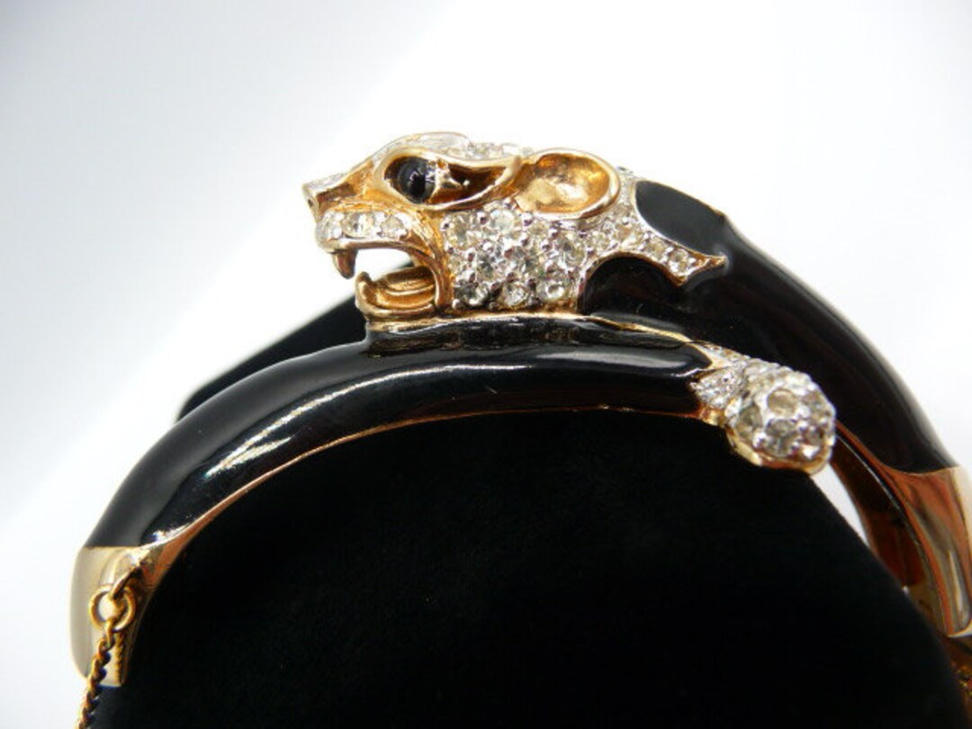 PANETTA Jewel Head Panther Hinged Bypass Bracelet Cuff, Wild Cat ...