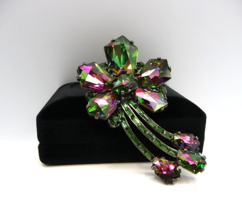 Rudolph Weiss Vitrail Faceted Glass Gammatic Rhinestone Flower Brooch ...