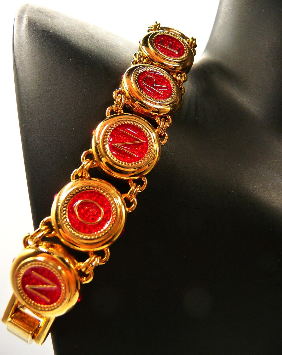 Camrose & Kross JBK Latin Love Motto Bracelet, Red Gold, 7 1/4" - 8 3/8 ...