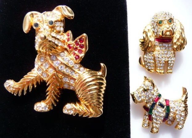Kenneth Jay Lane Miniature Schnauzer Dog Brooch Small Scatter Pin ...