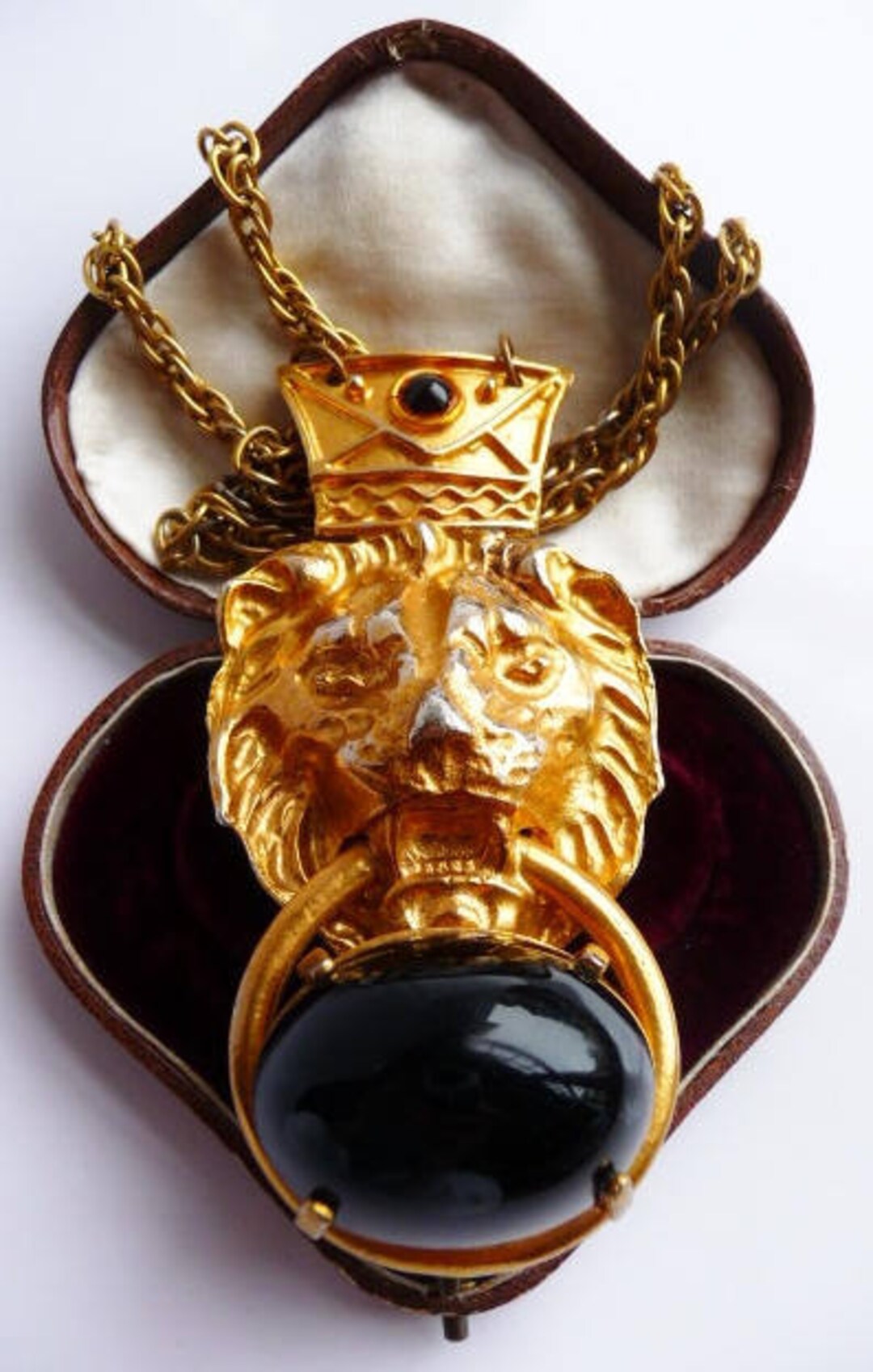 Jules Van Rouge Egyptian Revival Lion Head Necklace, French Fashion ...