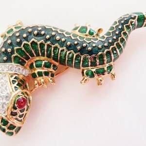 Kenneth Jay Lane Enameled Jeweled Gecko Lizard Pin Brooch, KJL Vintage ...