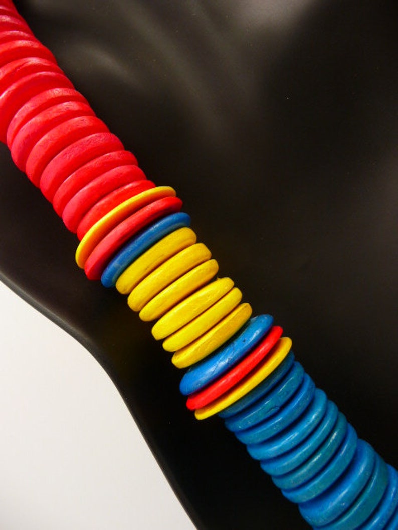 Super Colorful Rainbow Resin Disc Beads Necklace, Unsigned Vintage - Etsy