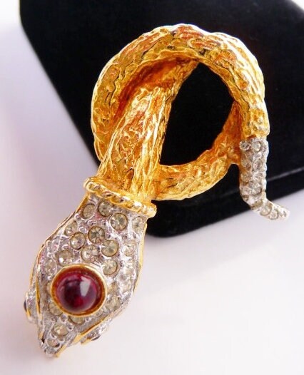 Kenneth Jay Lane Mughal Snake Head Brooch Pin, Vintage Early K.J.L ...