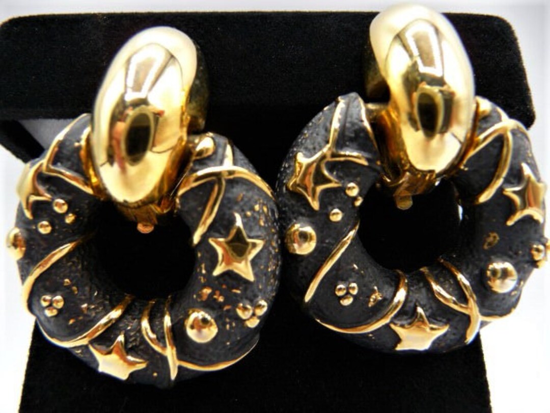 Nat Landau Hyman Celestial Stars Door Knocker Cast Clip Earrings ...