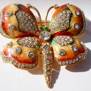 Kenneth Jay Lane Hand Enameled Moth Princess Butterfly Brooch Pin, KJL ...