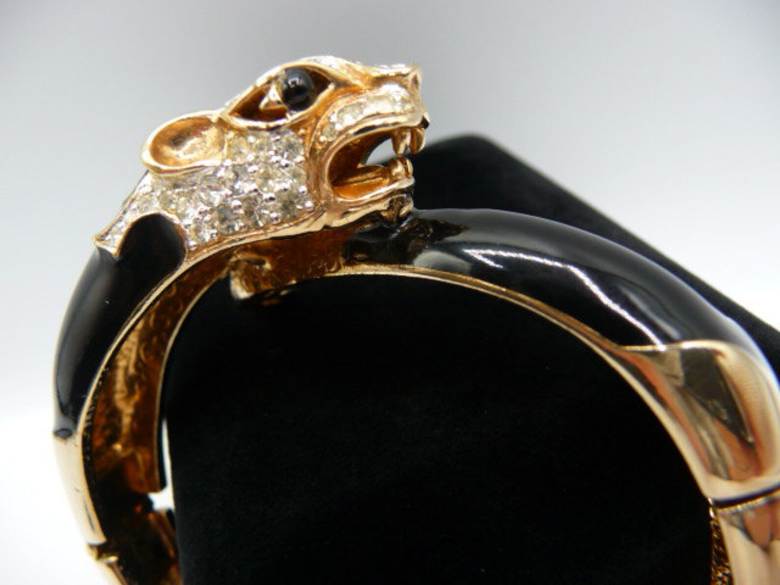 PANETTA Jewel Head Panther Hinged Bypass Bracelet Cuff, Wild Cat ...