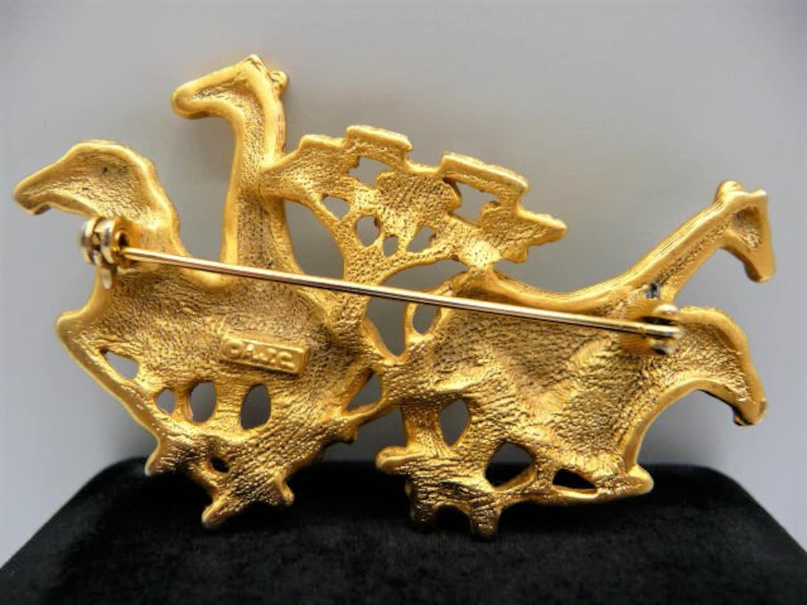 AJC Running Giraffes Zebras Brooch Pin, Matte Gold Tone, Signed Vintage ...