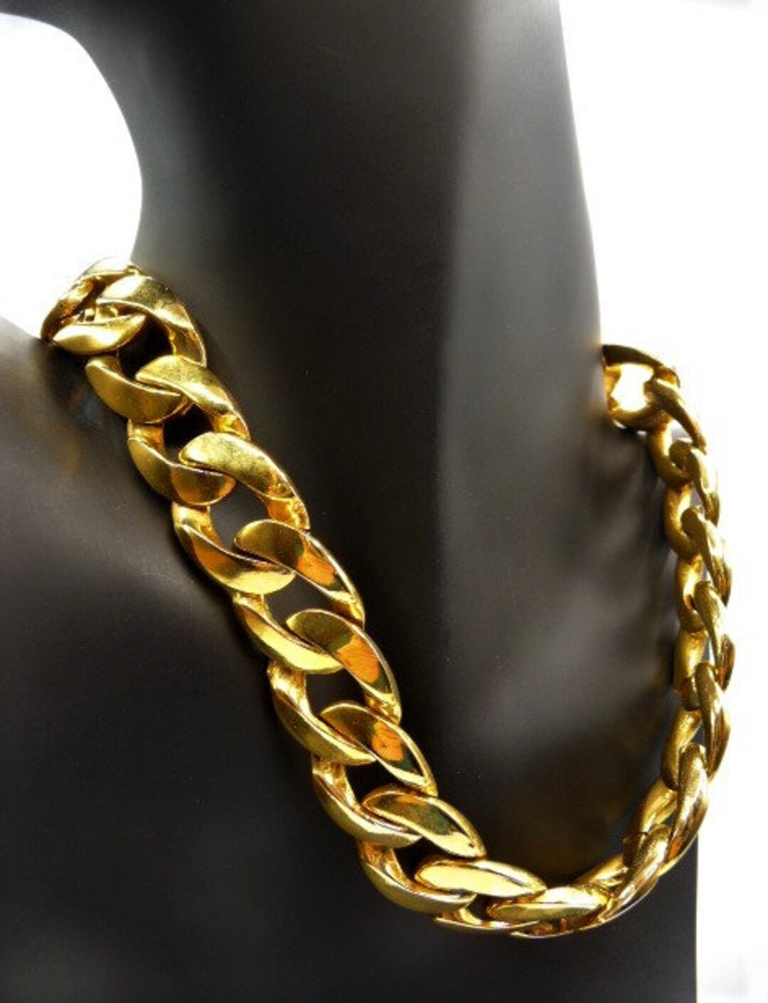 Krizia Heavy Gold Tone Curb Chain Necklace Choker Collier - Etsy