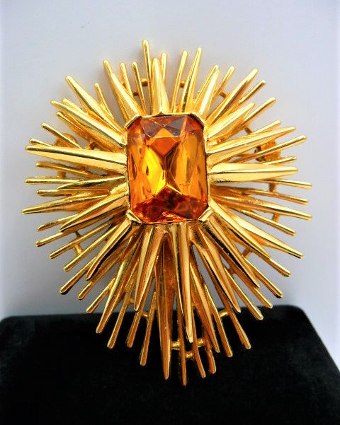 Premier Designs Starburst Brooch Pin Golden Orange Faux - Etsy