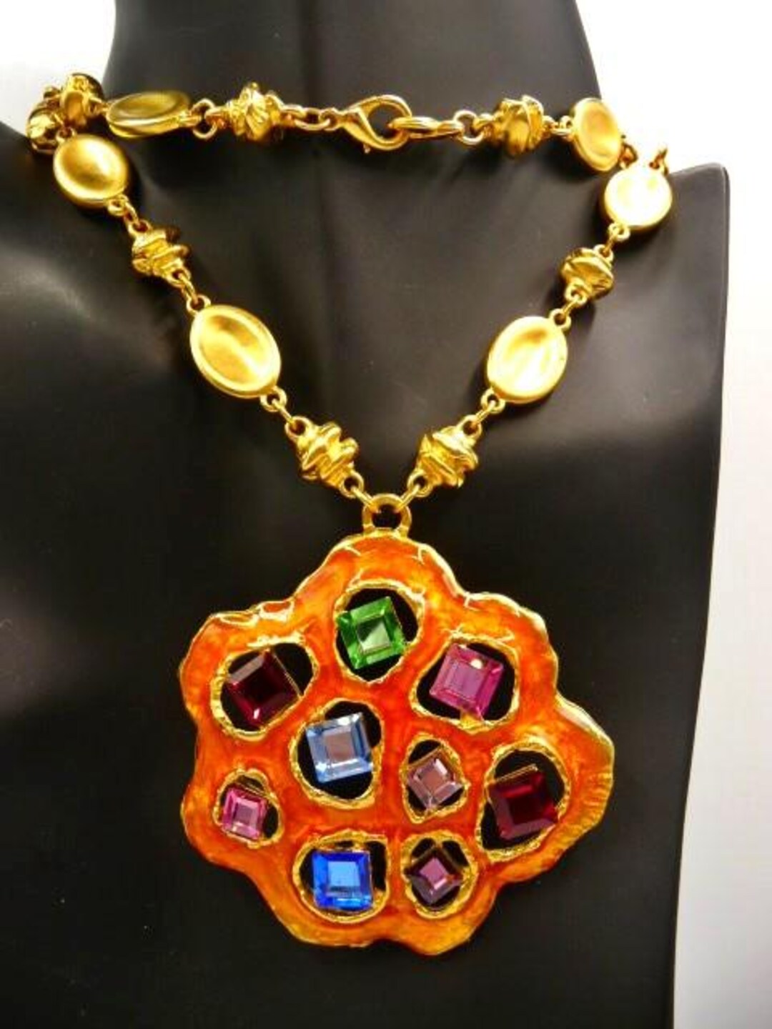 CRAFT Gem-craft Fancy Chain Organic Abstract Pendant, Large Square Cut ...