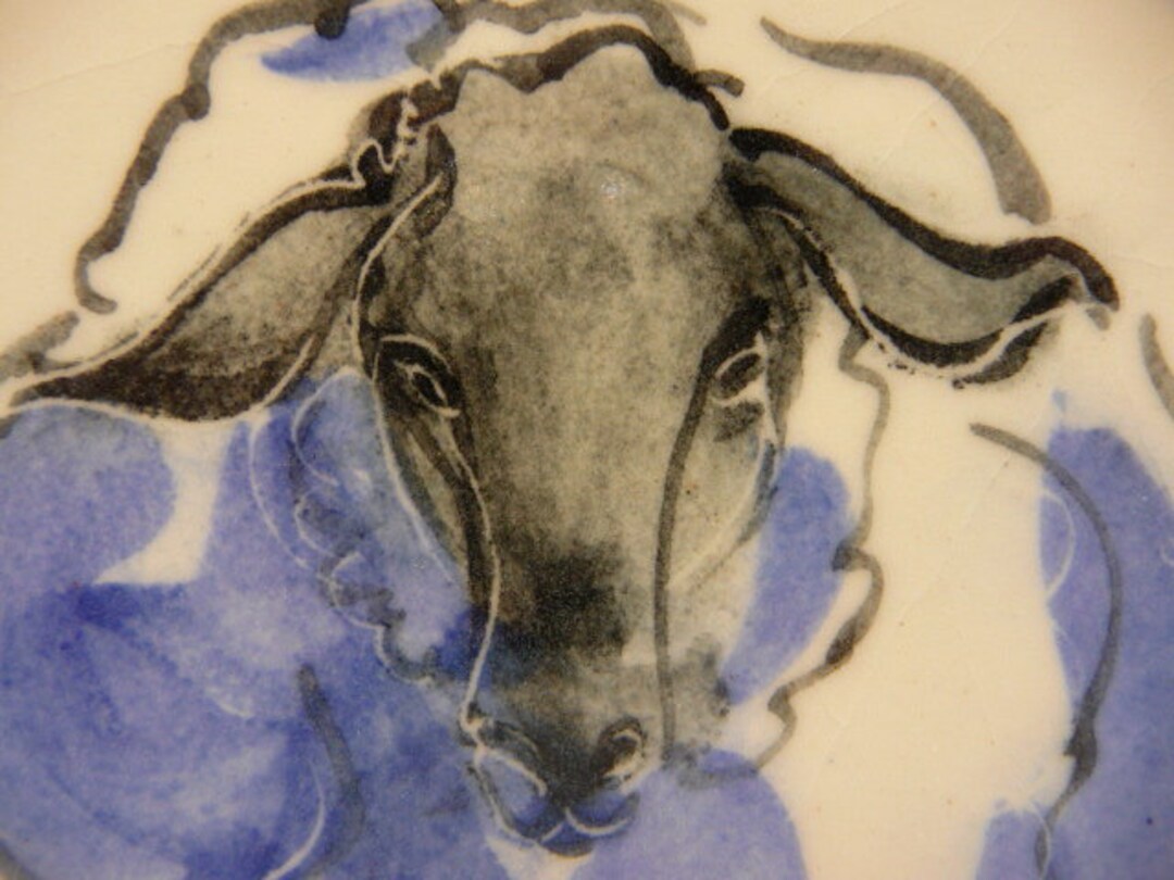 Janet Brome Baa Baa Black Sheep Tile, Virginia Sculptor Mixed Media ...