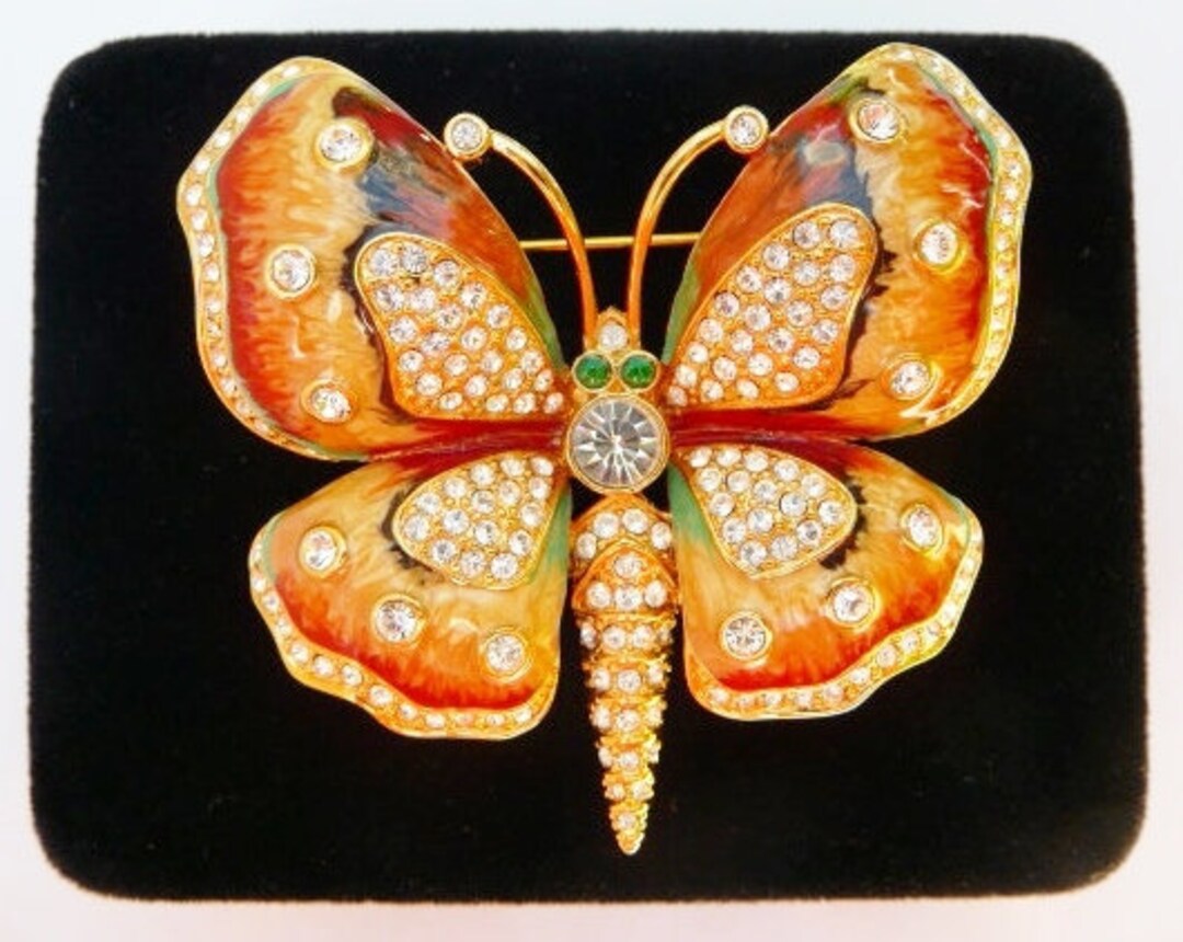 Kenneth Jay Lane Hand Enameled Moth Princess Butterfly Brooch Pin, KJL ...