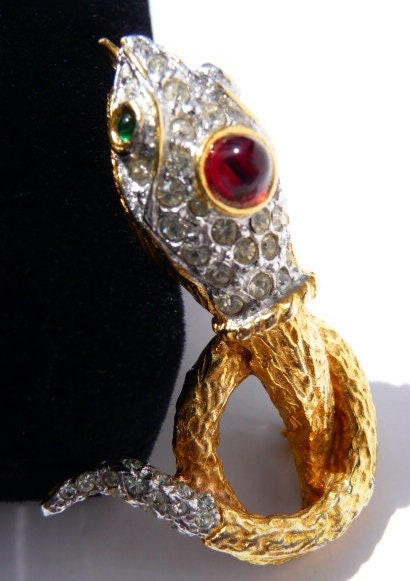 Kenneth Jay Lane Mughal Snake Head Brooch Pin, Vintage Early K.J.L ...