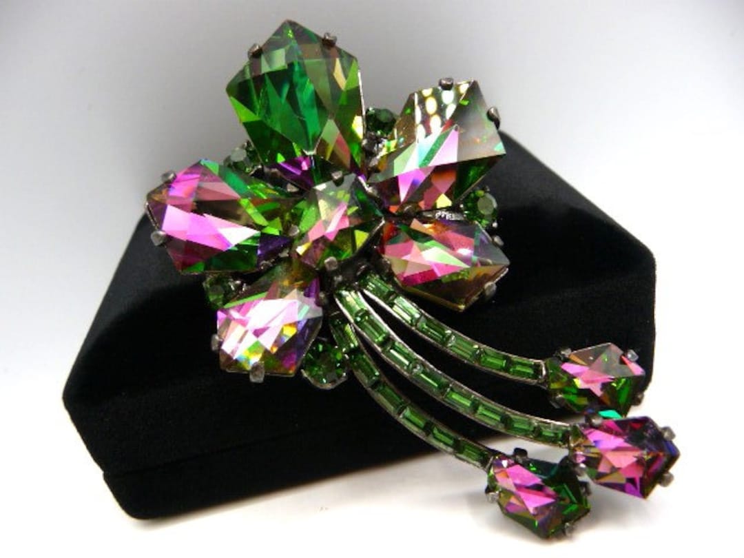 Rudolph Weiss Vitrail Faceted Glass Gammatic Rhinestone Flower Brooch ...