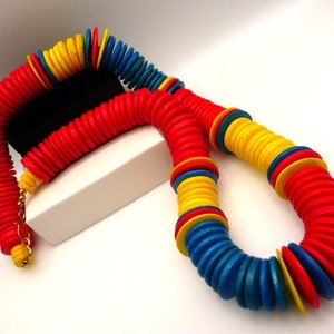 Super Colorful Rainbow Resin Disc Beads Necklace, Unsigned Vintage - Etsy