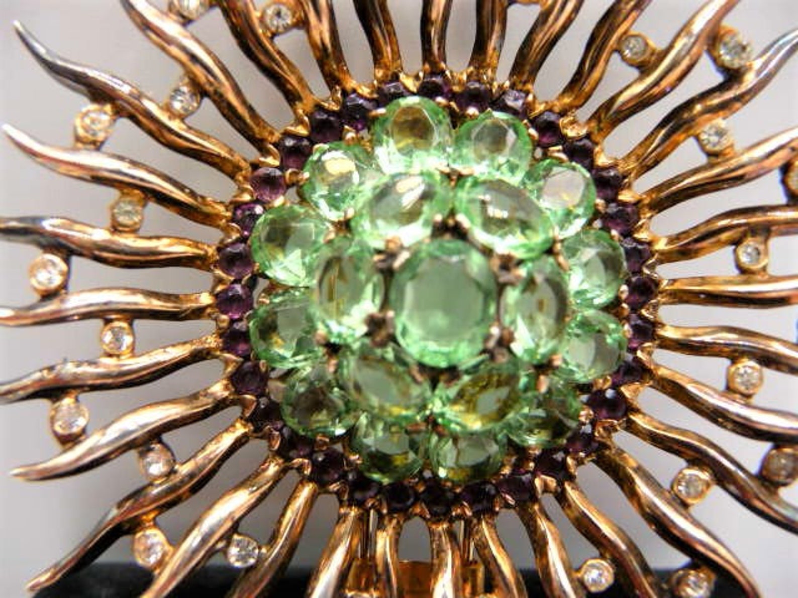 Crown Trifari Atomic Sunburst Gold Vermeil Sterling Silver Brooch Pin ...