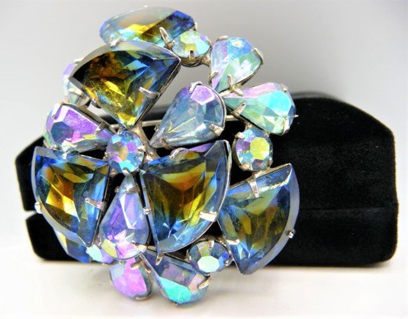 Specialty Stones Brooch Pin, Blue Flash Trapezoid Rhinestones, Aurora ...