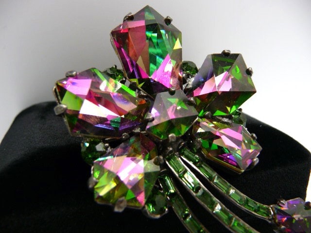 Rudolph Weiss Vitrail Faceted Glass Gammatic Rhinestone Flower Brooch ...