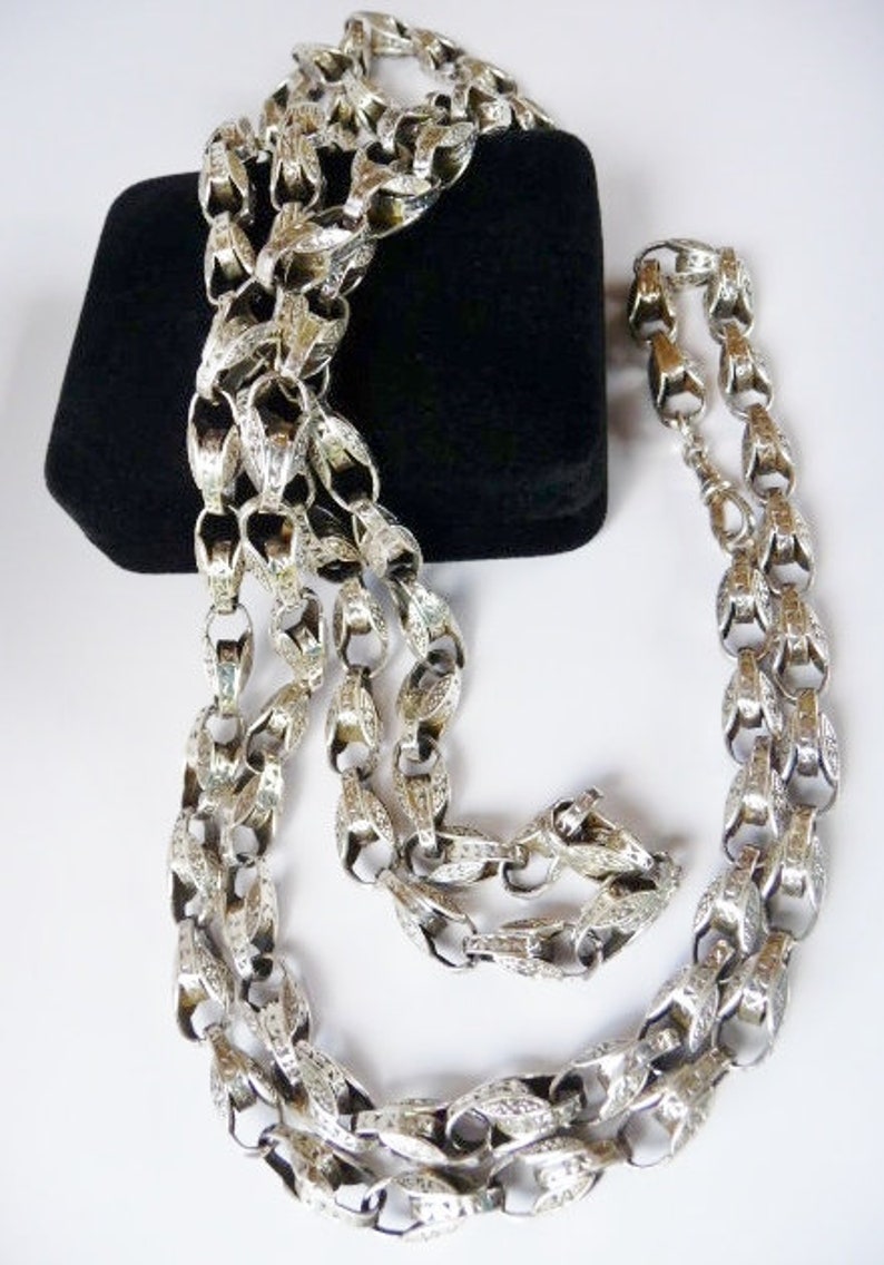 Victorian Style Sterling Silver Chain, Floral Embossed, New Old Stock ...