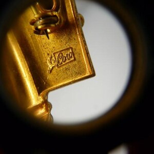 Pegasus Coro Bejeweled Enameled Key Brooch Pin, Signed Vintage, 1945 ...