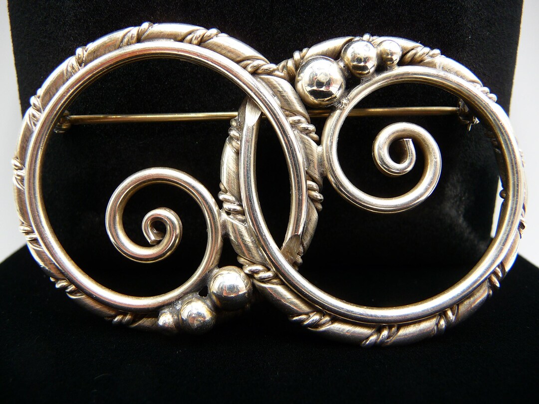 La Paglia Solid Sterling 925 Silver Art Nouveau Brooch Pin, Danish ...