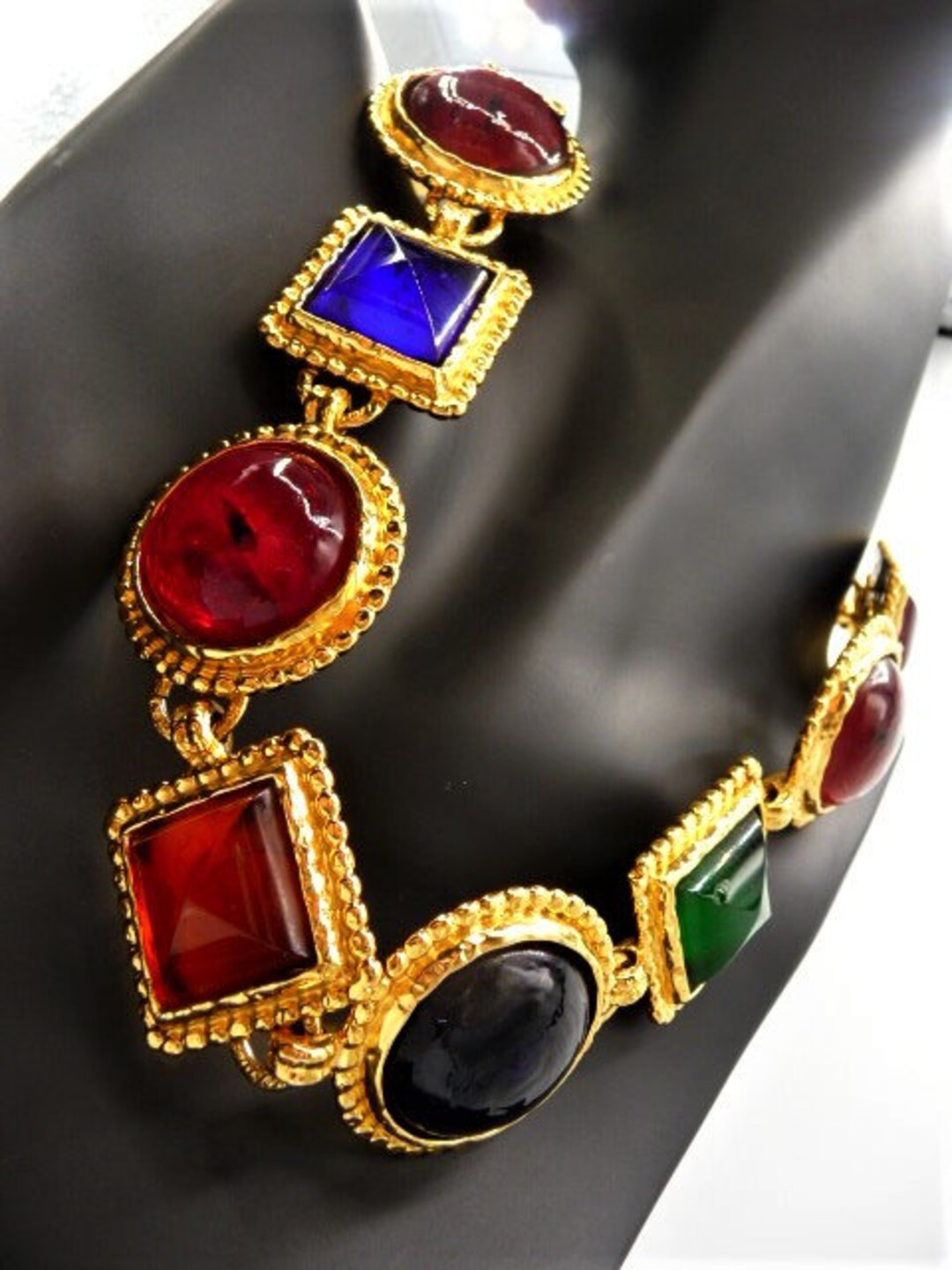 Edouard Rambaud Poured Glass Necklace, Rainbow Colors, Heavy Gold ...