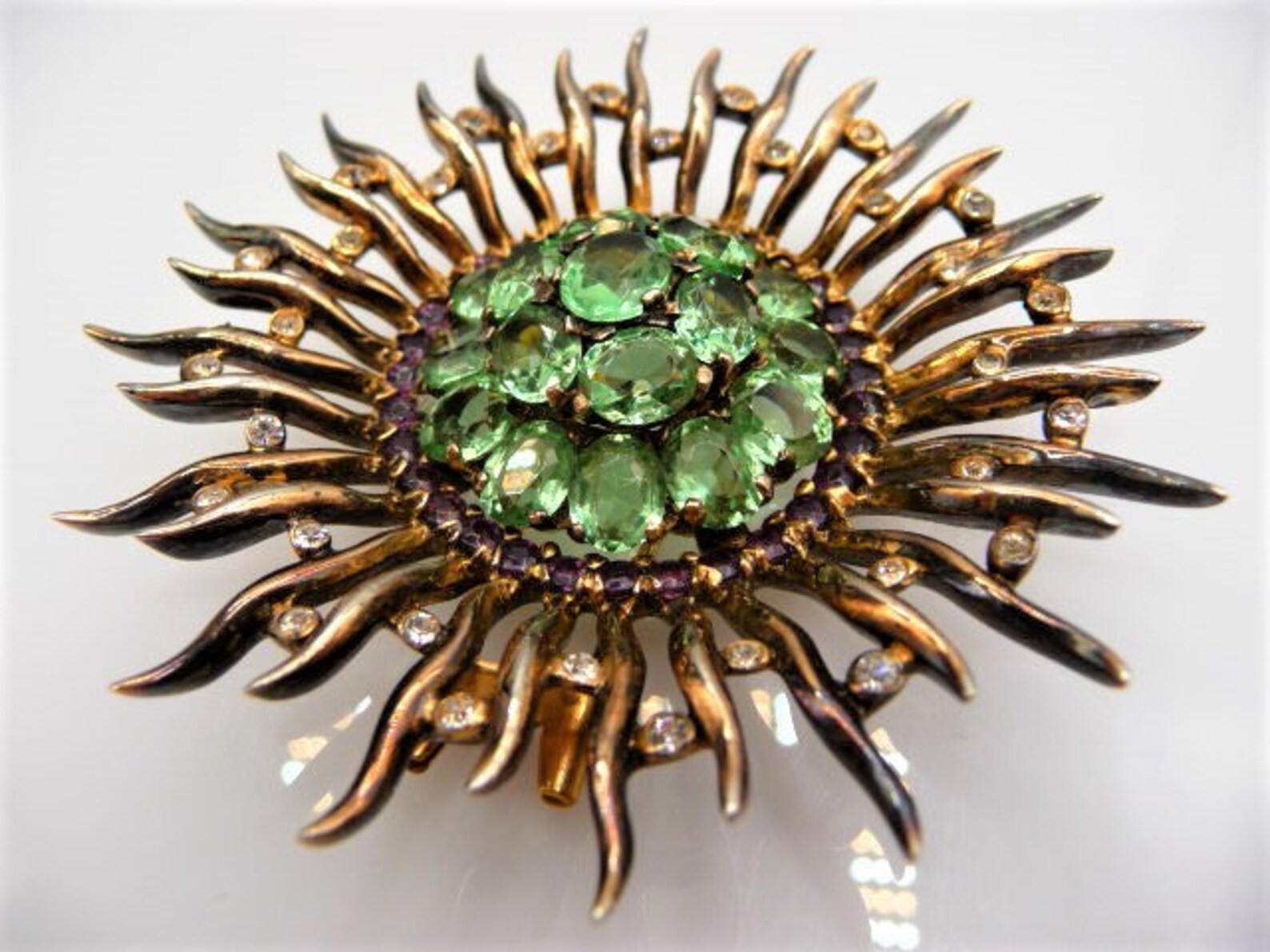 Crown Trifari Atomic Sunburst Gold Vermeil Sterling Silver Brooch Pin ...