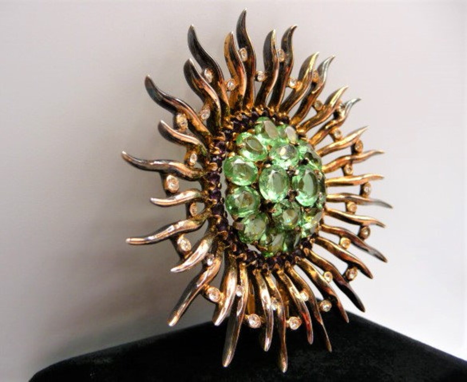 Crown Trifari Atomic Sunburst Gold Vermeil Sterling Silver Brooch Pin ...