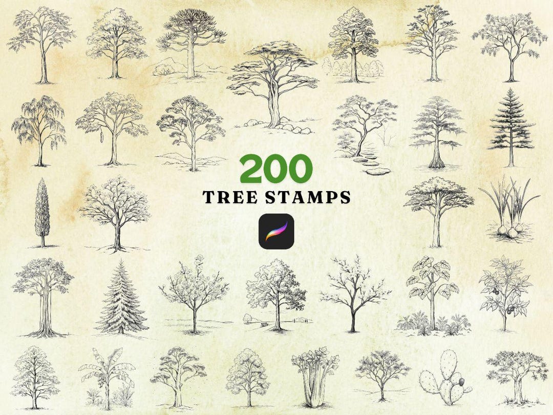 200 Tree Procreate Brushes - Complete Collection for Nature-inspired ...
