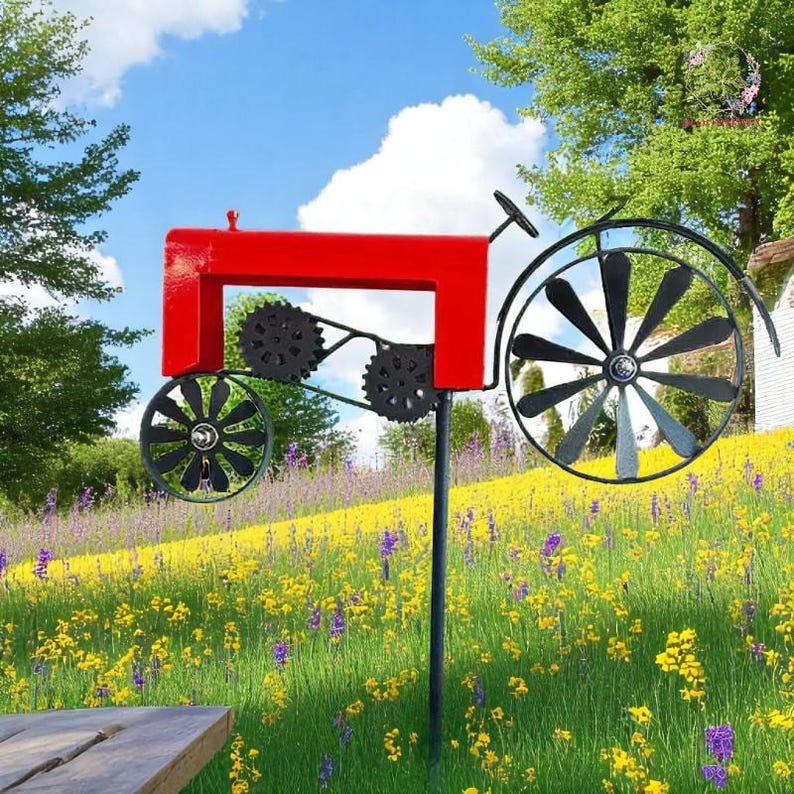 Tractor Wind Spinner: Kinetic Garden Art, Lawn Decoration - Etsy