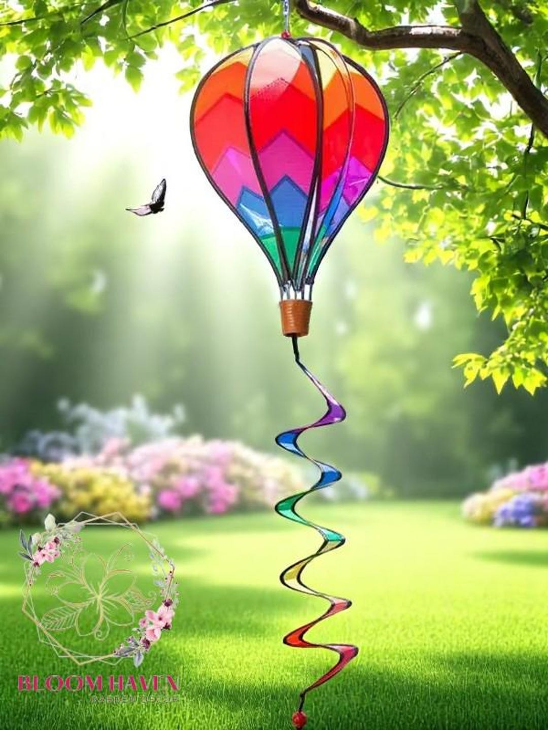 Hot Air Balloon Wind Spinner: Rainbow Garden Decor - Etsy
