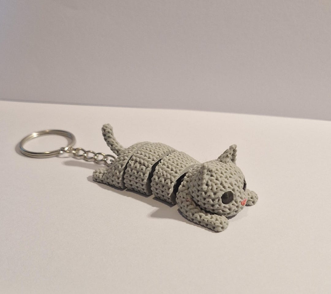 3D Printed Knitted Cat Keyring: Articulated Figurine - Etsy
