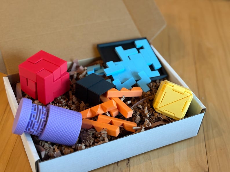 Mind Mingle Puzzle Box - Fidget Puzzles Set of 5, Sensory Toys - Etsy
