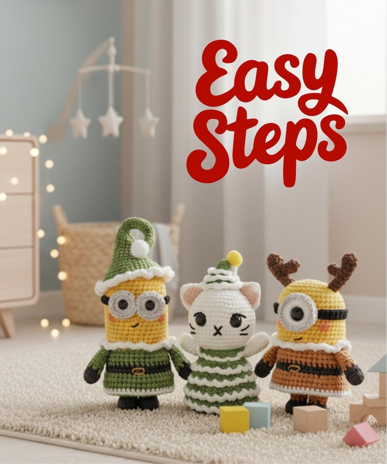 Christmas Minion Cat Amigurumi Crochet Pattern Personalized Gift Easy ...