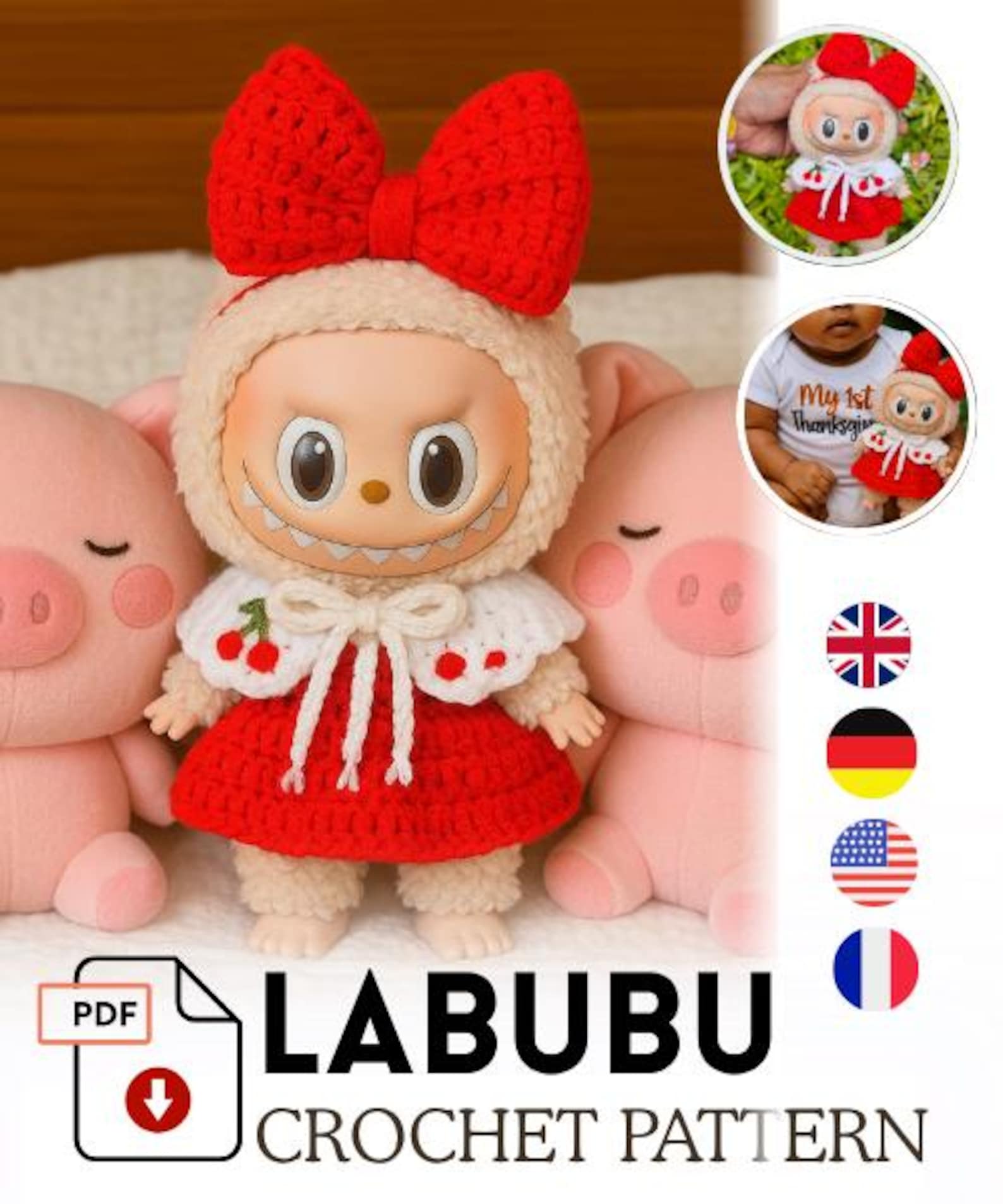 Labubu Sewing Pattern PDF | Cute Clothes & Jumpsuit and Bow Tutorial ...
