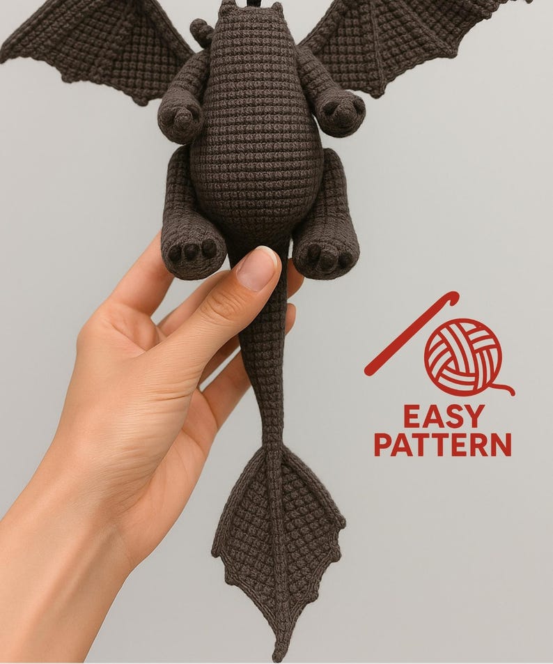 Toothless Inspired Dragon Crochet Pattern: Amigurumi Plush Toy Patron ...