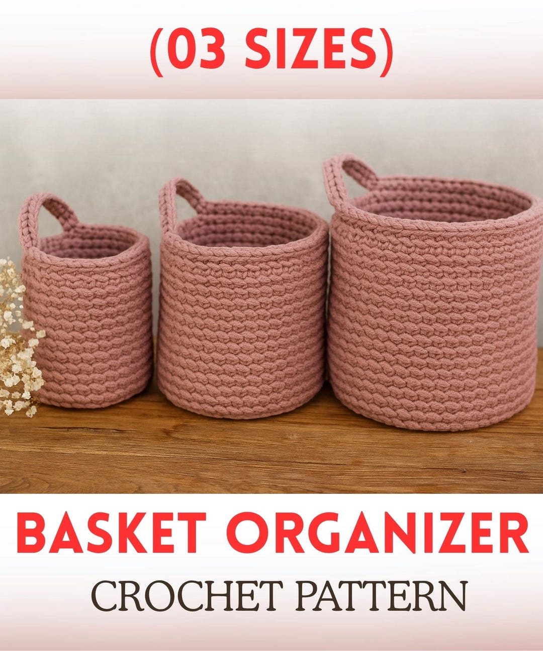 Basket Organizer Crochet Pattern | Modern Storage Baskets | Digital ...