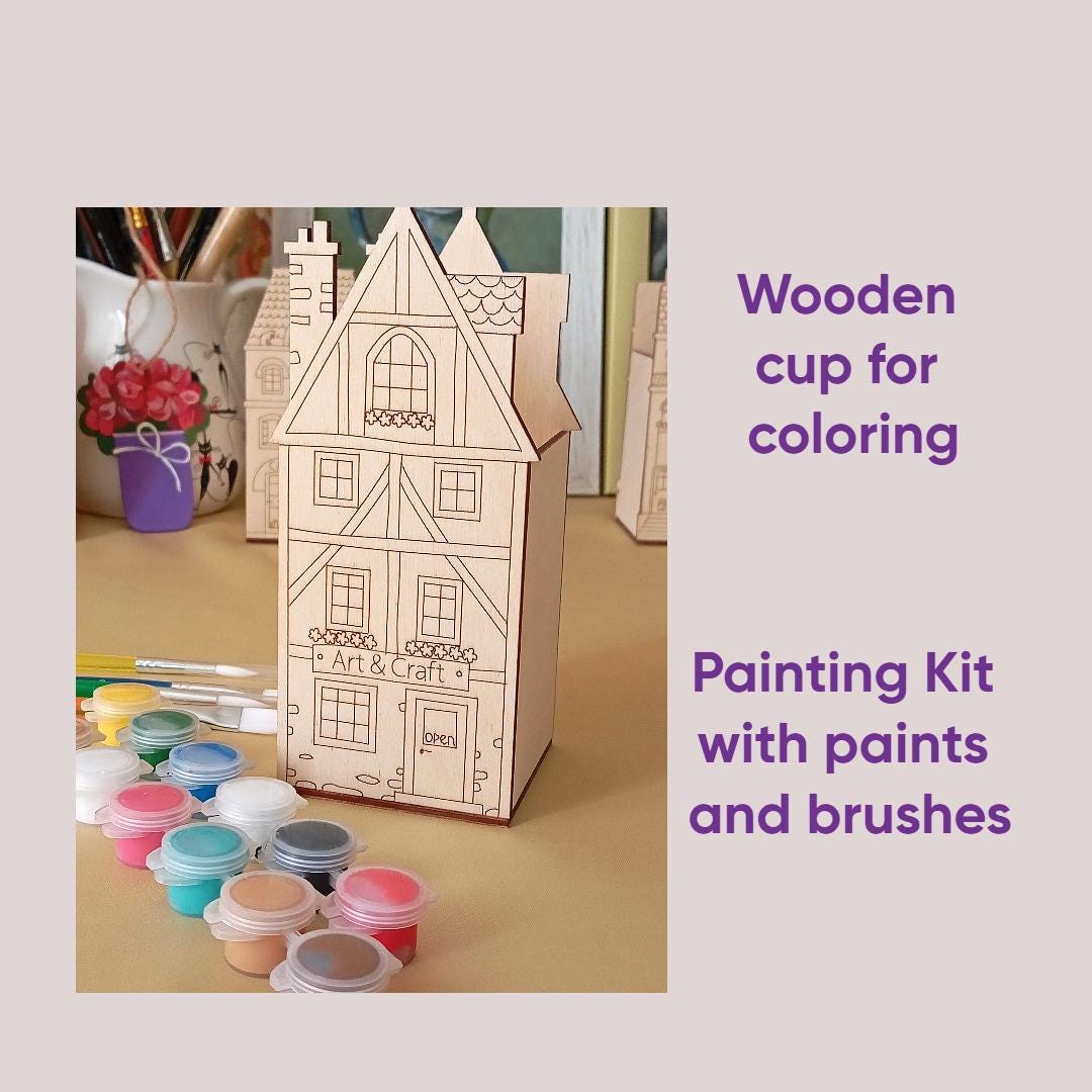 Wooden Box for Coloring, Painting Kit, Wooden Painted, Wooden Paint Kit ...