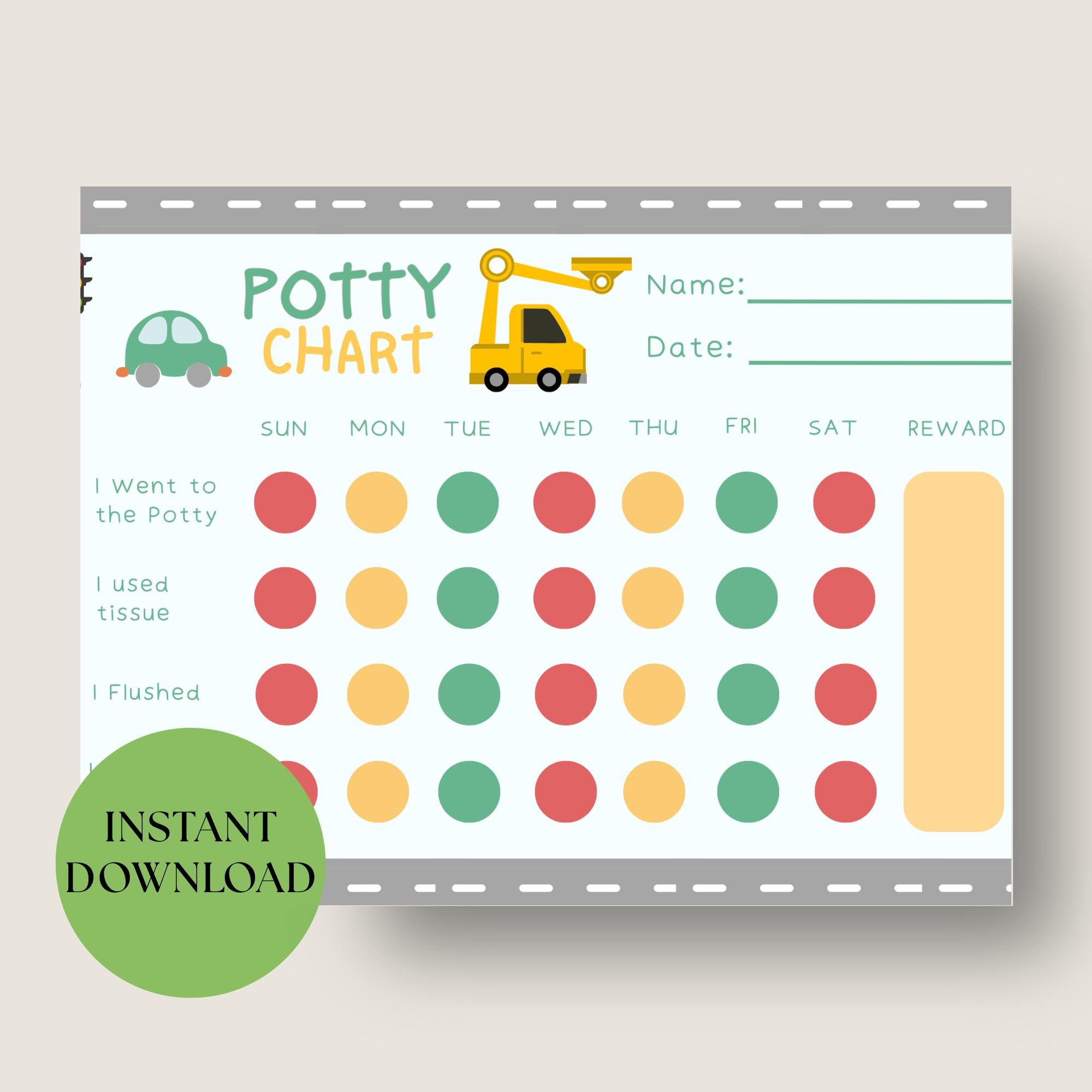 Potty Training Tracker Printable | Kids Potty Routine Chart (PDF) - Etsy