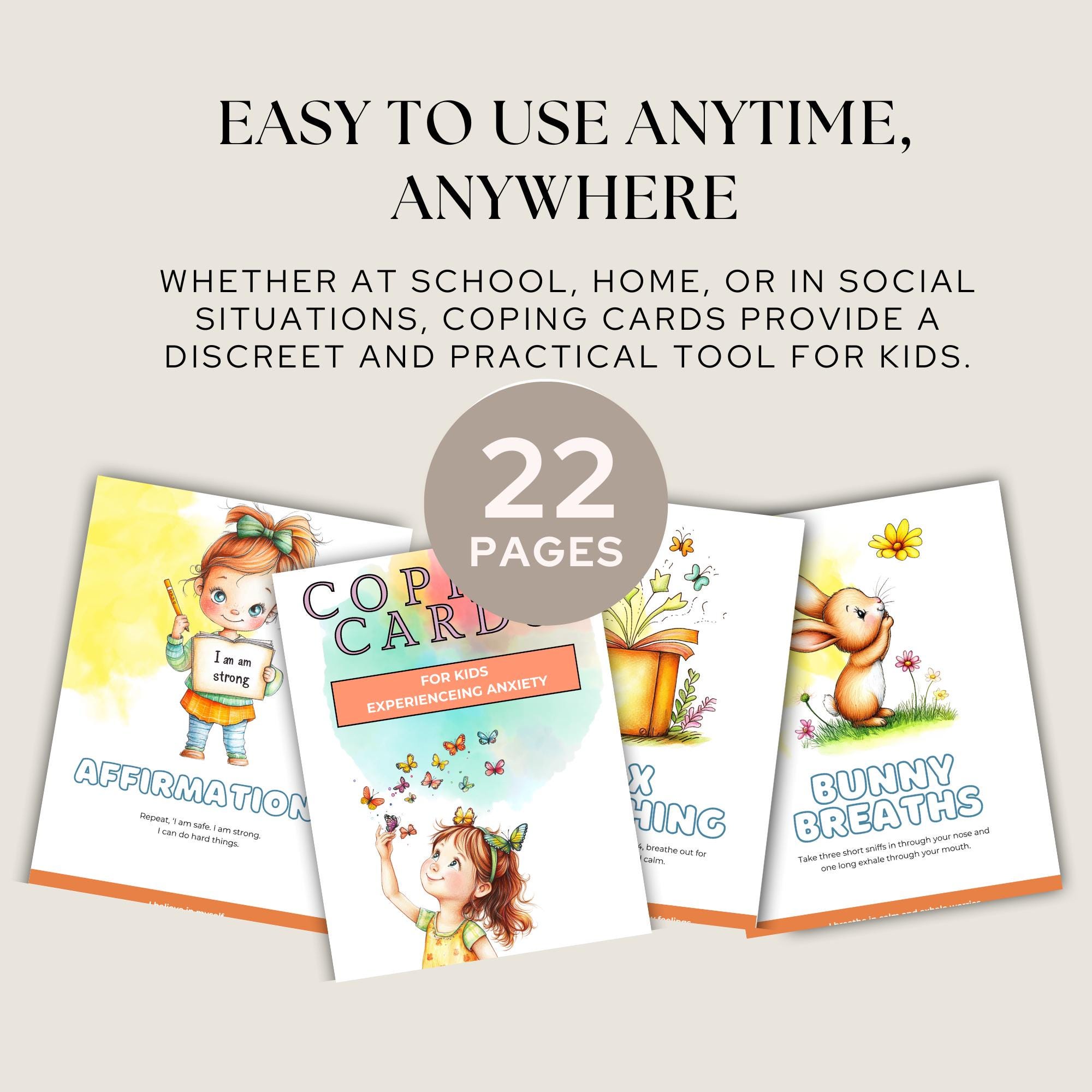 Coping Cards for Kids With Anxiety | Mindfulness & Emotional Support ...