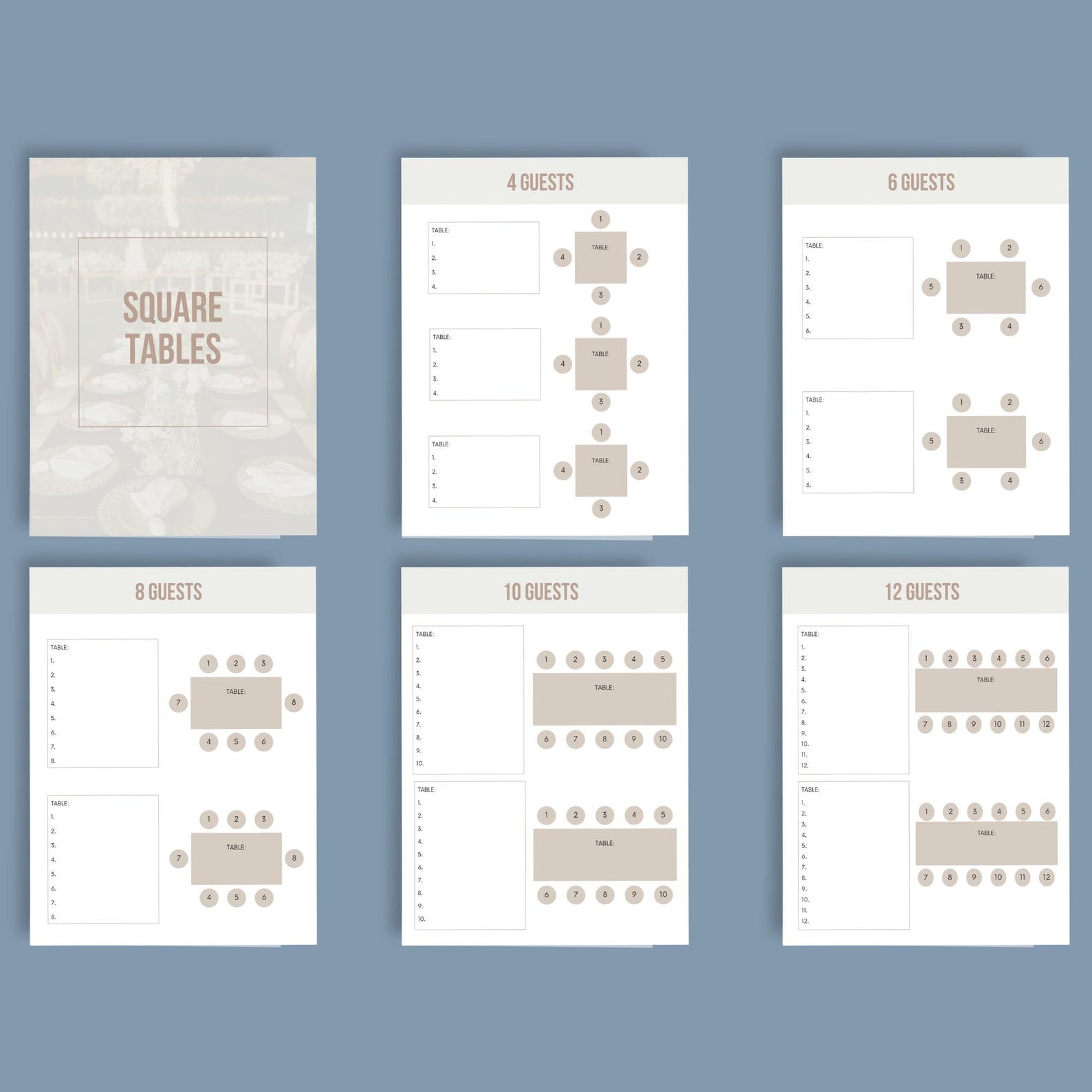 Customizable Wedding Table Seating Chart Template (digital Download) - Etsy