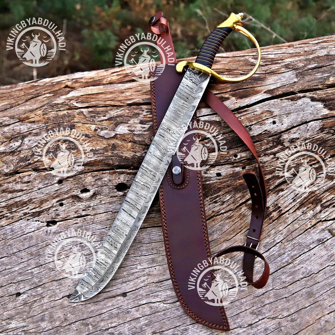 Handmade Damascus Steel Short Sword: Viking Pirate Cosplay - Etsy