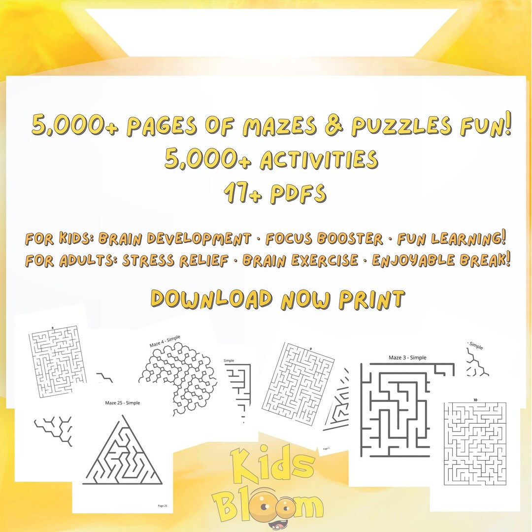 5,000+ Mazes & Puzzles for Kids - Fun Printable Activity Pdfs for Brain ...