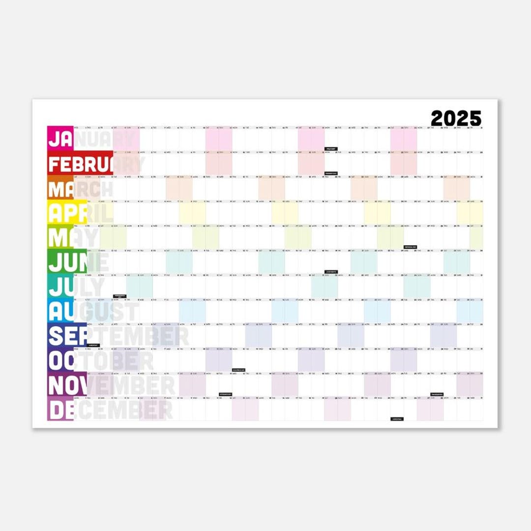2025 Giant Rainbow Calendar Large Format Calendar Big Planner - Etsy