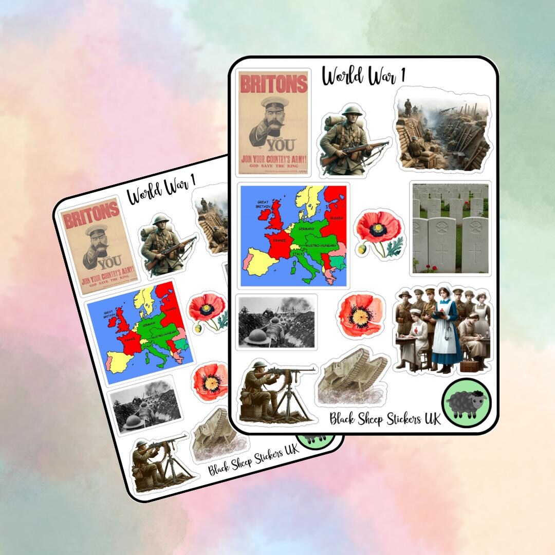 World War 1 Stickers. History Stickers, Educational Textbook ...