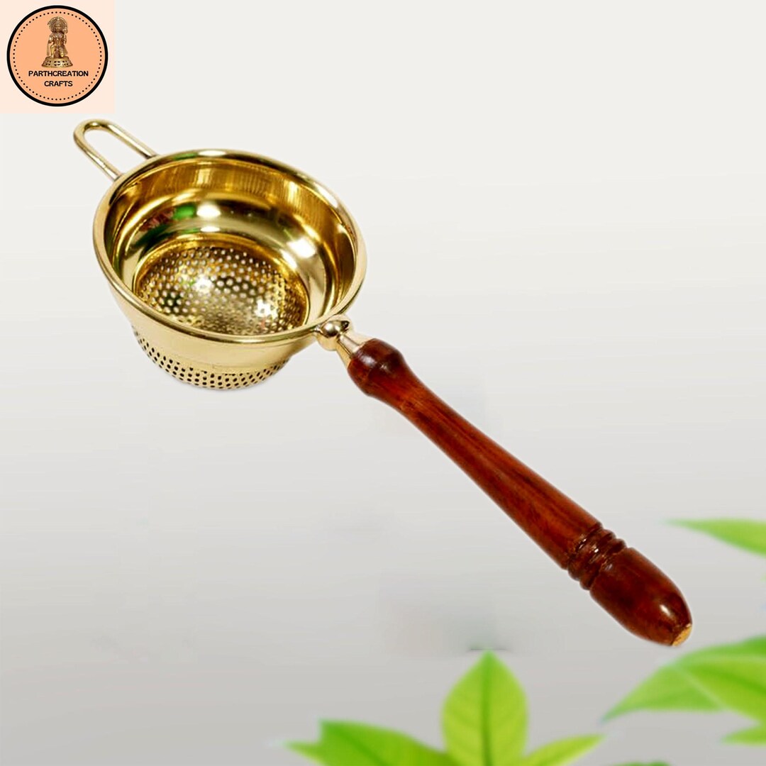 Handcrafted Brass Tea Strainer, Wooden Handle, Fine Mesh Steeper - Etsy