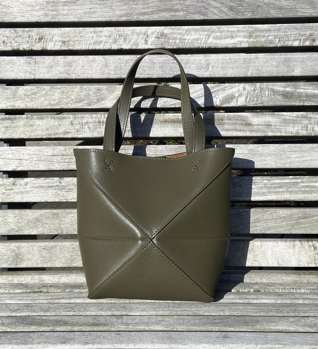 Green Geometric Bag - Green Origami-inspired Geometric Genuine Leather ...