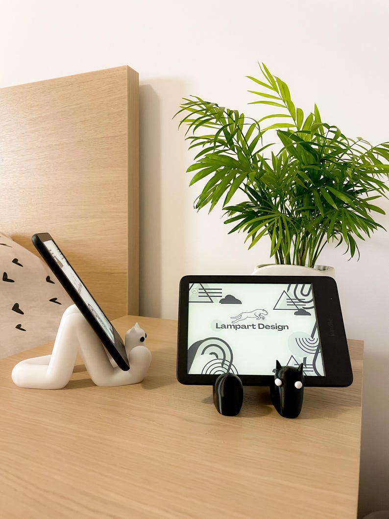 Cute Cat Ereader Stand Compatible With Kindle | Goth Cat | Bookish Gift ...